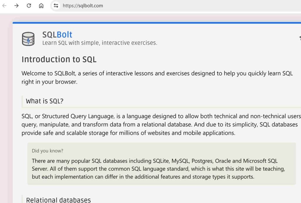 معرفی ۱۰ تا از بهترین سایتها برای یاد گیری SQL و SQL server